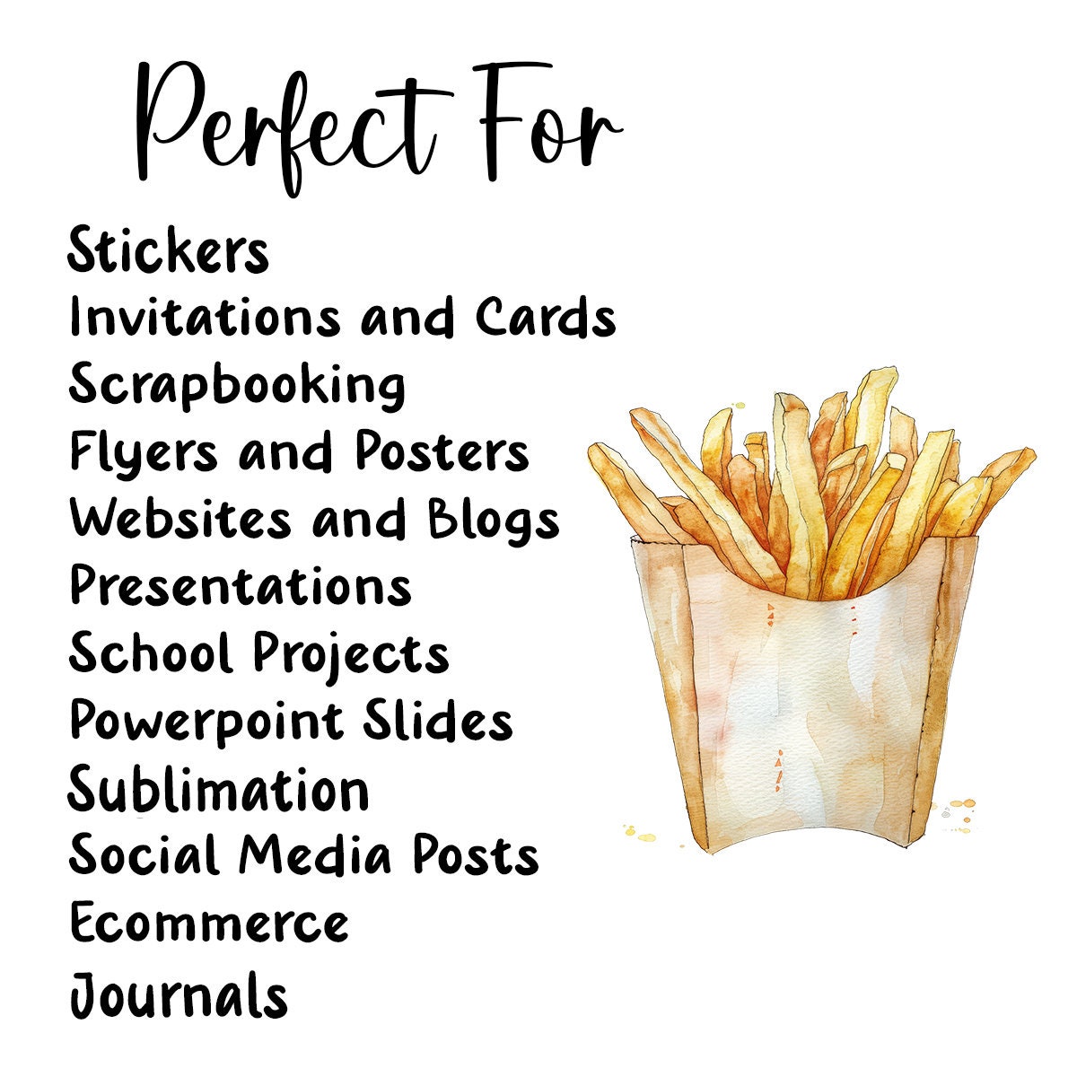 Watercolor Potato Clipart, PNG, French Fries, Potato Chips, Baked ...