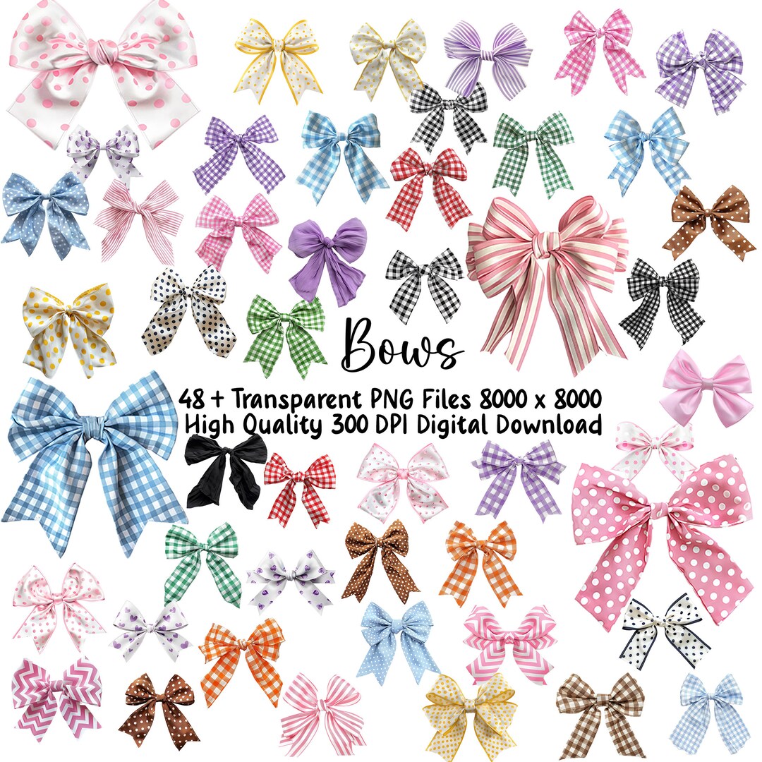 Coquette Bow Clipart Bundle, Bow PNG, Pink Bows, Pastel Ribbons ...