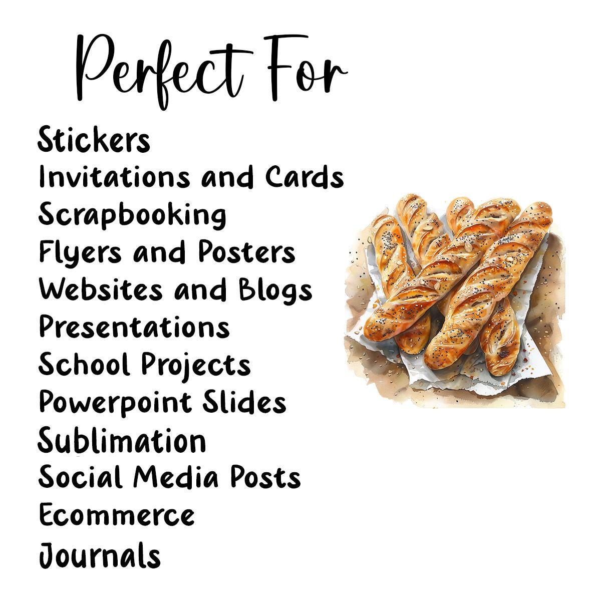 Watercolor Bagel Clipart, Bread Images, Junk Journals, Invitations ...