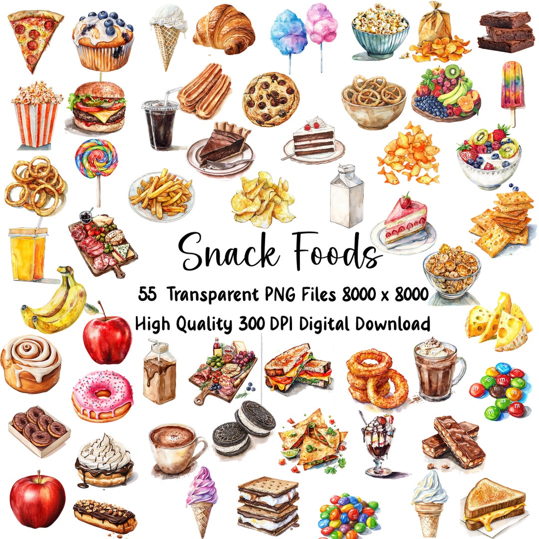 Snack Clipart, Watercolor Menu Clipart, Dessert Images, Planner ...