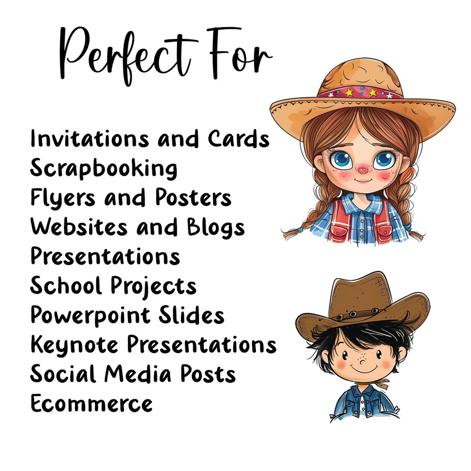 Cowgirls and Cowboys Clipart Bundle, Cute Cowboys, Cute Cowgirls ...