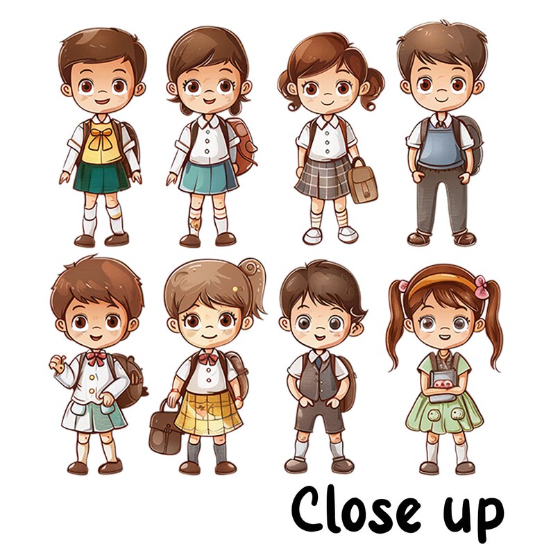 Kawaii School Clipart, Adorable Classroom Graphics, Cute Kawaii Kids ...
