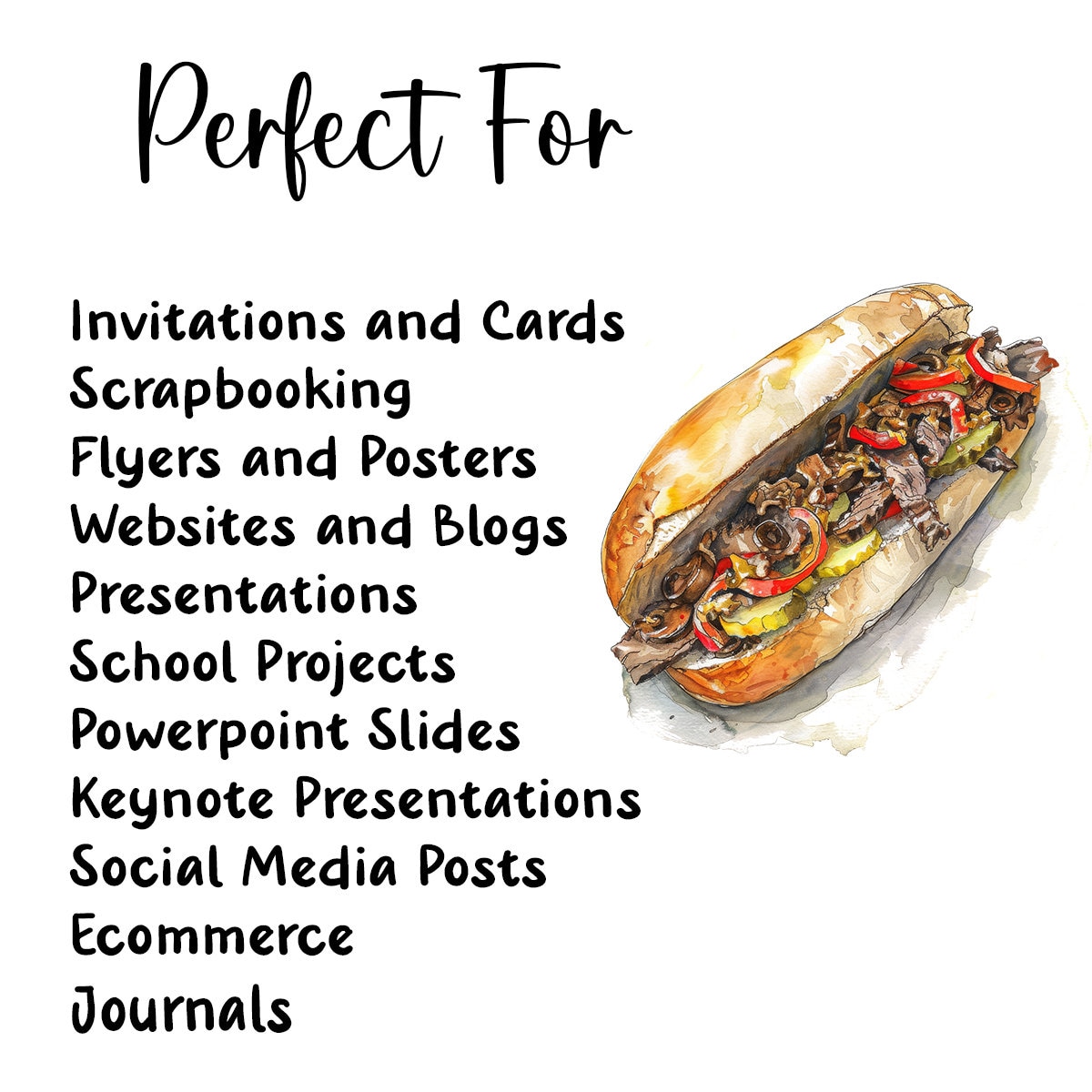 Watercolor Sandwich Clipart Bundle: Bakery PNG Illustrations (digital ...