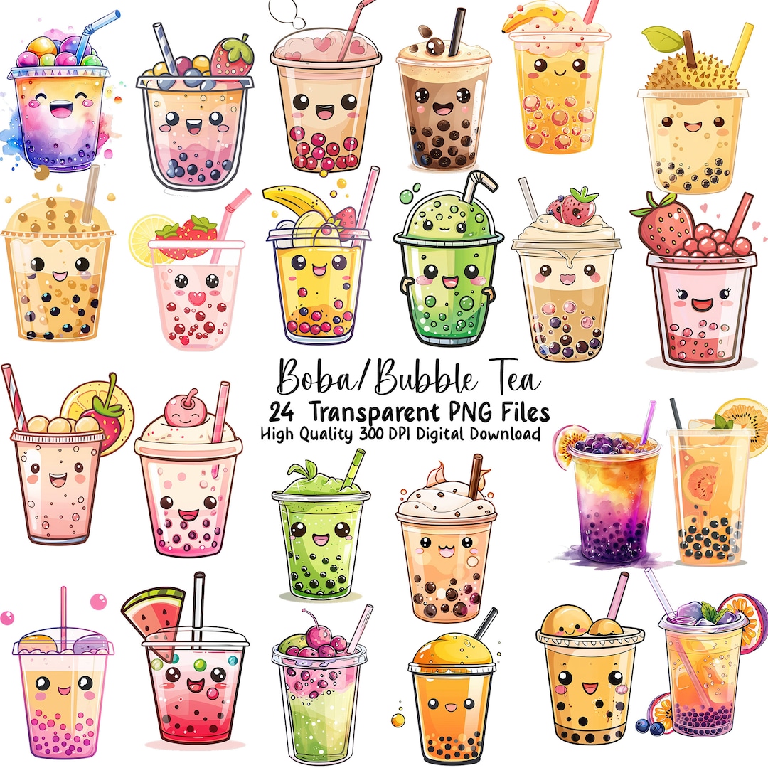 Delightful Bubble Tea Clipart, Boba Tea, Bubble Tea Stickers, PNG ...