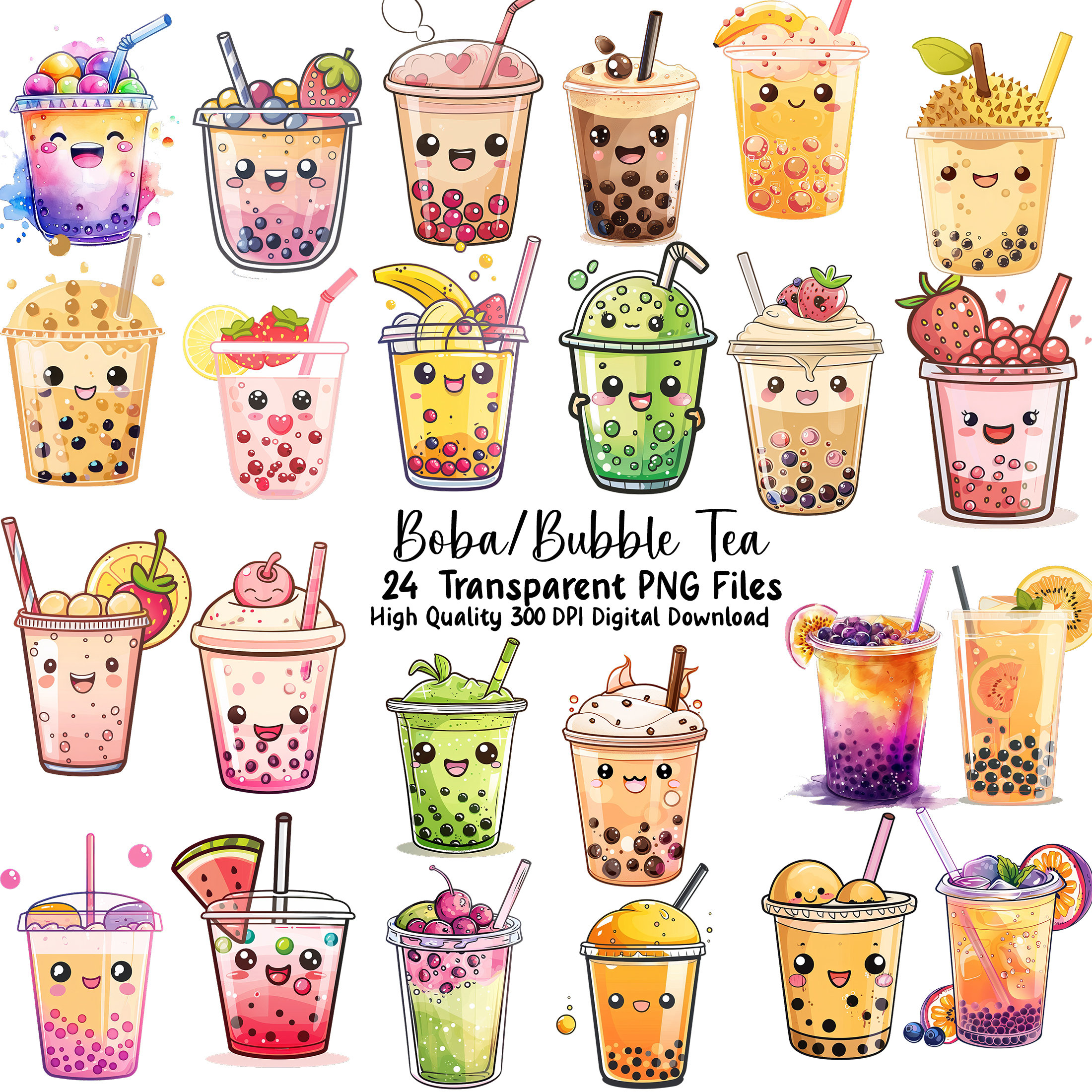 Delightful Bubble Tea Clipart, Boba Tea, Bubble Tea Stickers, PNG ...