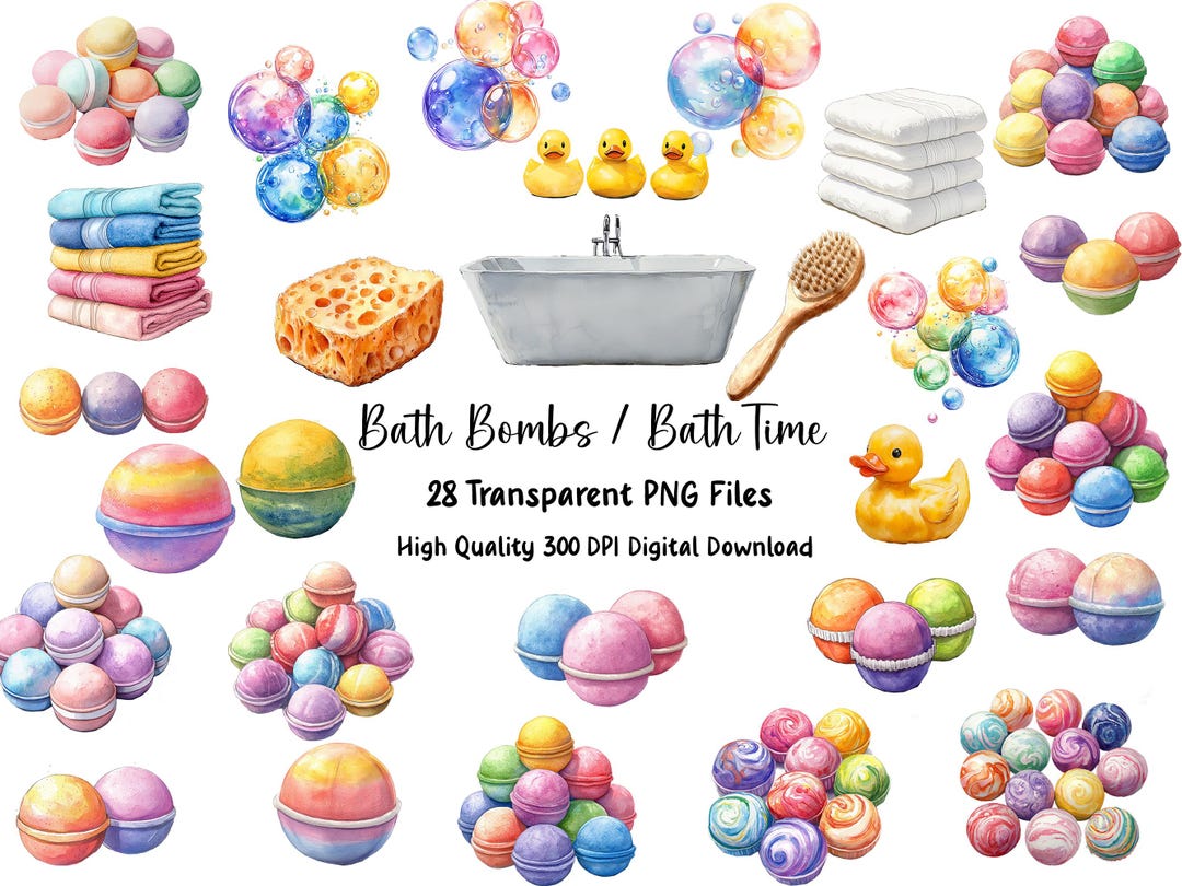 Bath Bomb Clipart, Bath Time, Favor Tags, Bath Bomb Labels, Spa Images ...