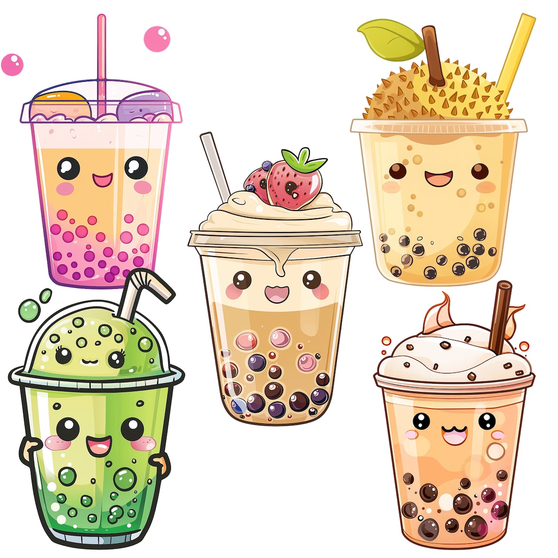 Delightful Bubble Tea Clipart, Boba Tea, Bubble Tea Stickers, PNG ...