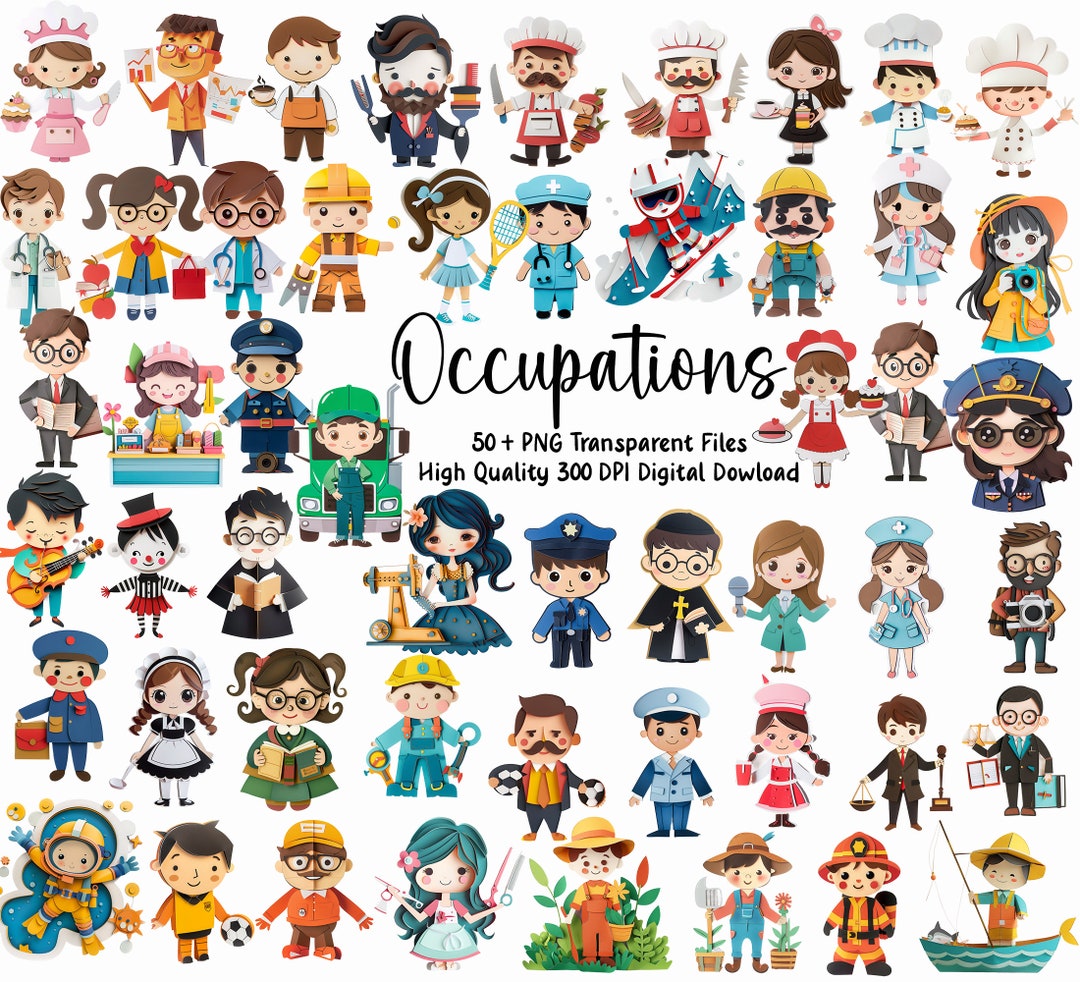 Professional Clipart Bundle: Occupations Icons, Teacher Essentials, Job ...