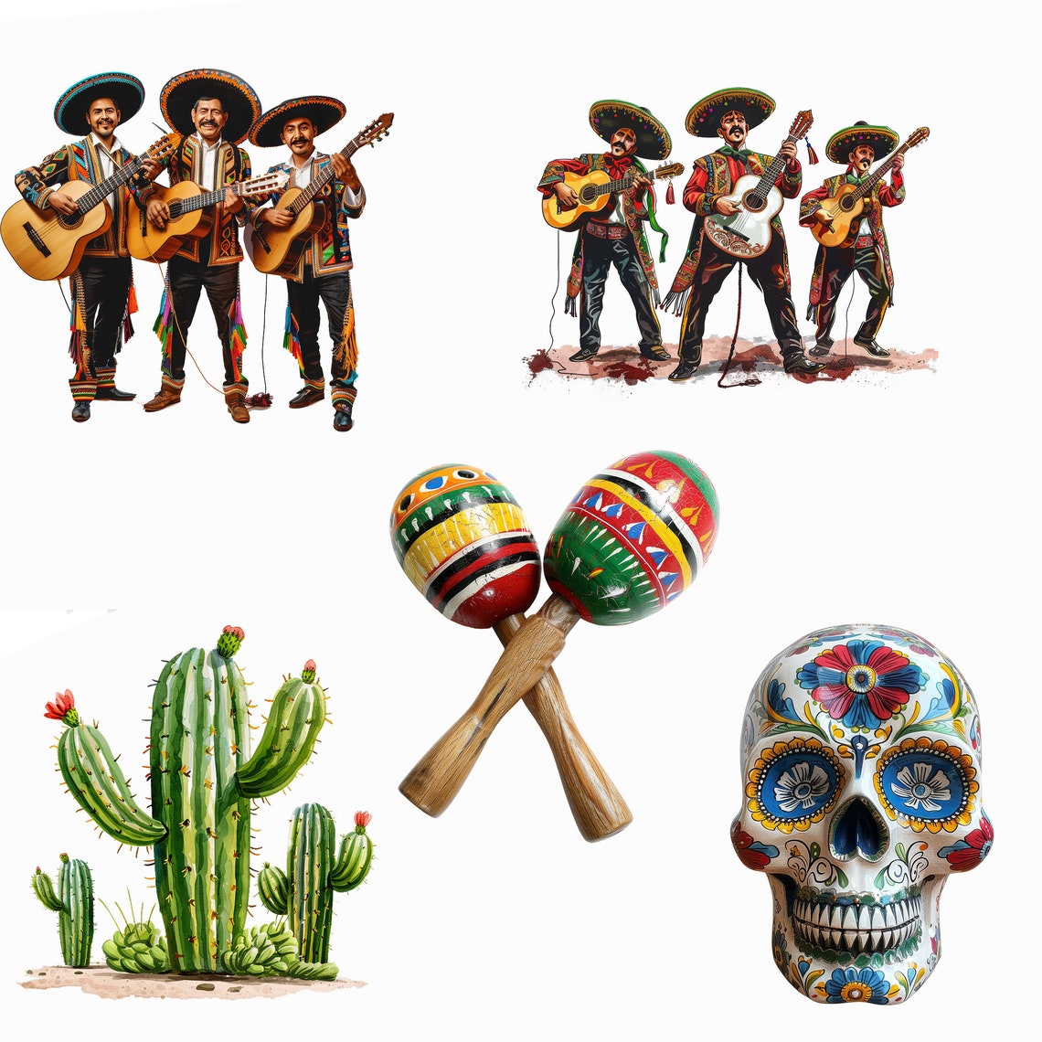 Vibrant Cinco De Mayo Clipart Collection PNG Watercolor Mexican Fiesta ...