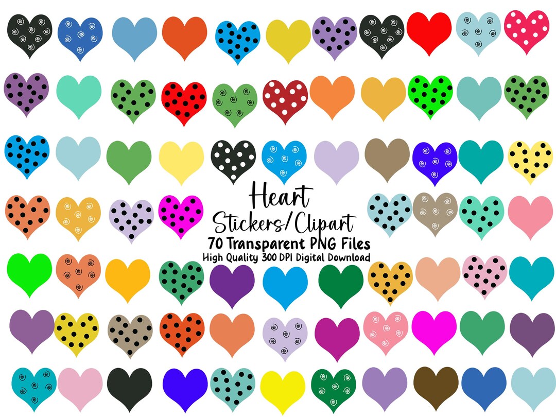 Heart Clipart, Colorful Hearts for Planners, Stickers, Party ...