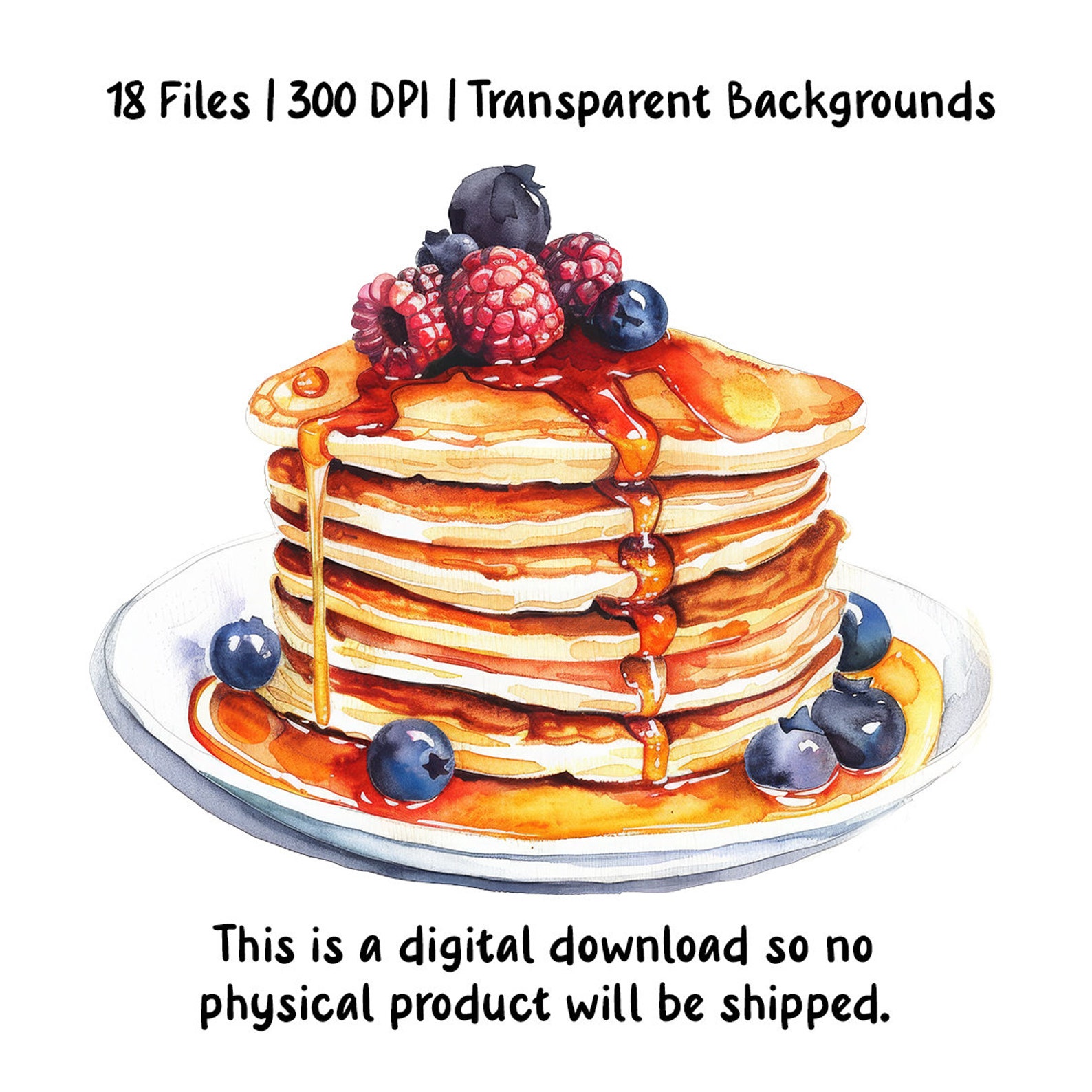 Watercolor Pancake Clipart Bundle: Breakfast PNG (commercial Use) - Etsy