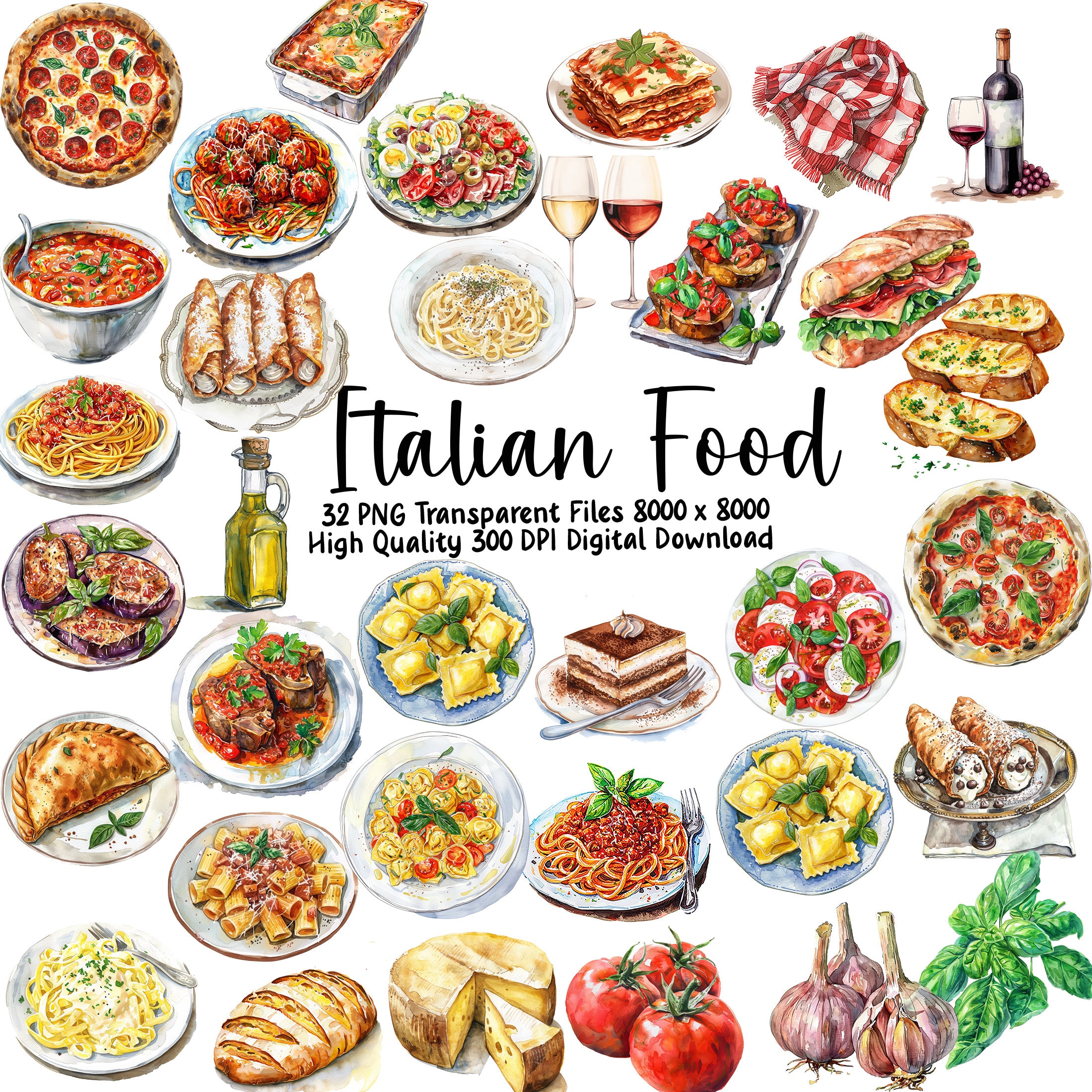 Charming Italian Cuisine Clipart - Pasta, Spaghetti, Ravioli for ...