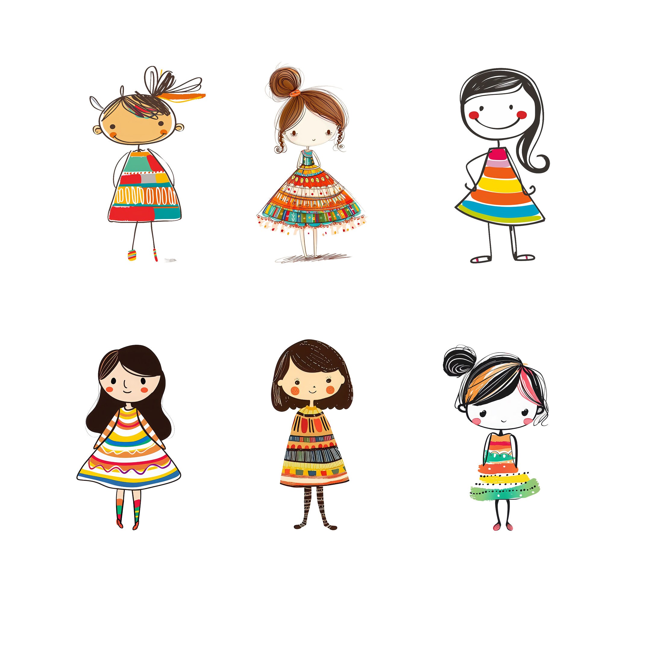 Whimsical Chibi Kids Clipart Set Boys and Girls Bundle, Instant ...