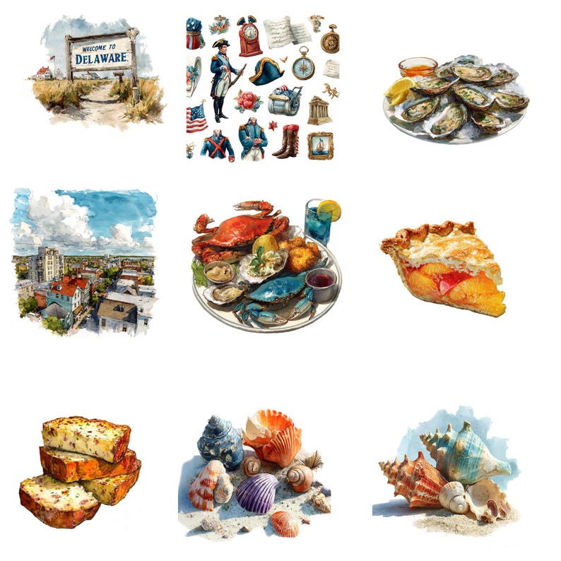 Delaware Clipart Bundle | State Landmarks, Beaches and Symbols PNG ...