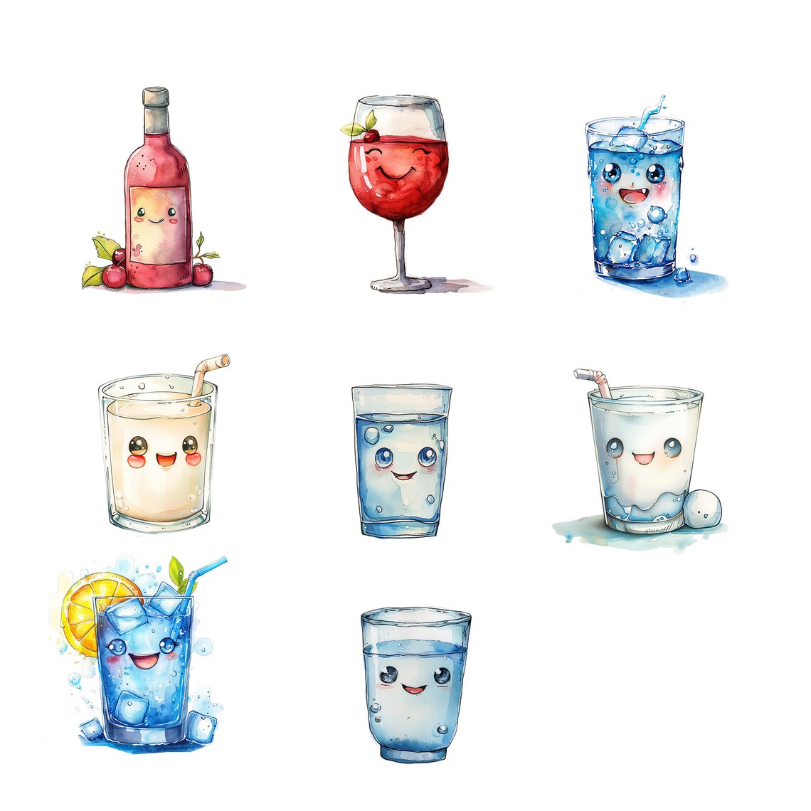Kawaii Drink Clipart, Cute Beverage Graphics, Kawaii PNG, Adorable ...
