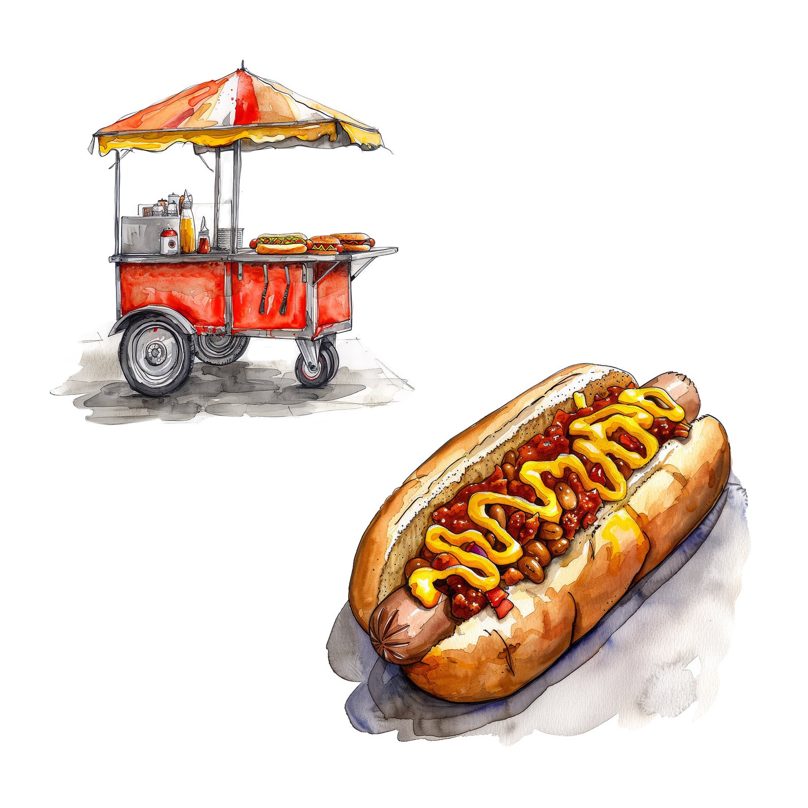 Hot Dog Clipart, Delicious Summer Food Clipart, BBQ Foods, PNG - Etsy
