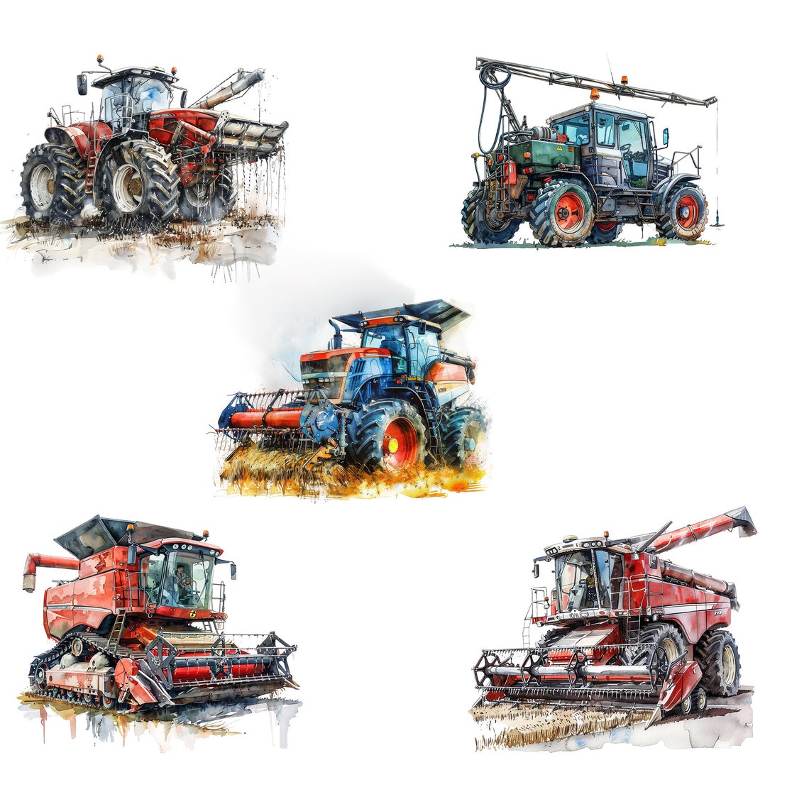 Farming Clipart Farming, Tractor Harvester Png Farm Machinery Wheat ...
