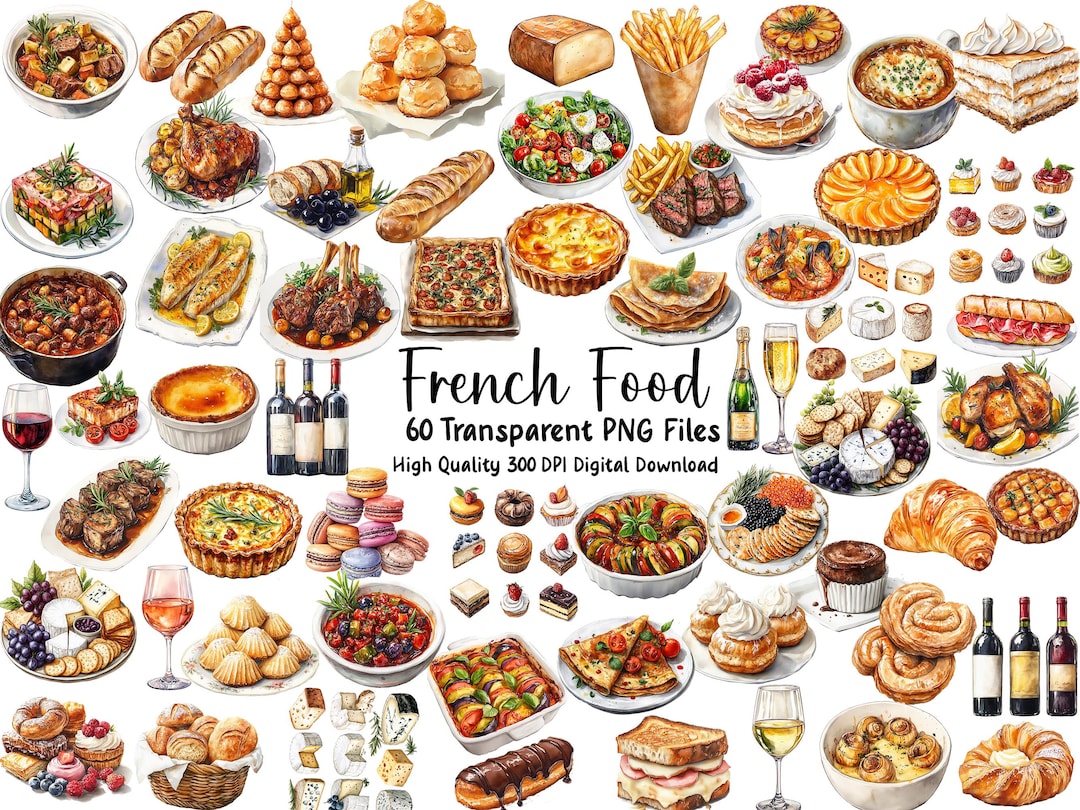 Charming French Cuisine Clipart, Menu, Journals, Scrapbooking, Card ...