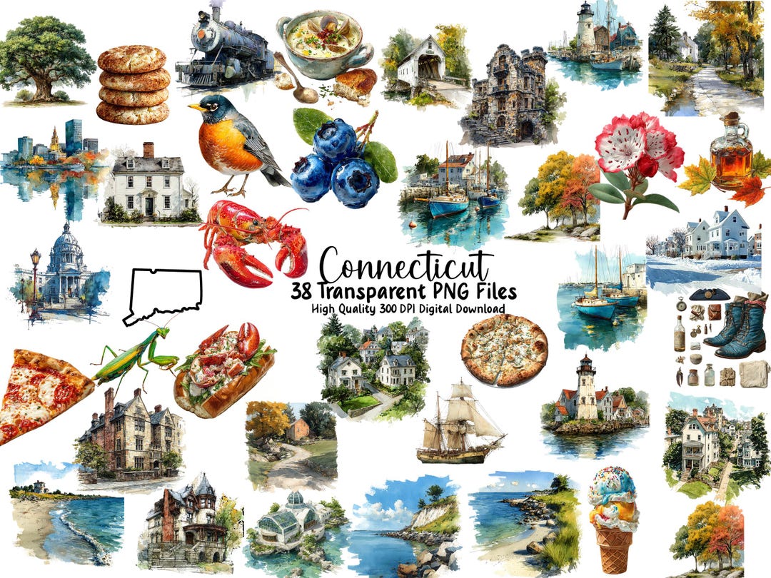 Connecticut Clipart | USA State, Landmarks, Symbols, Crafts, Printables ...