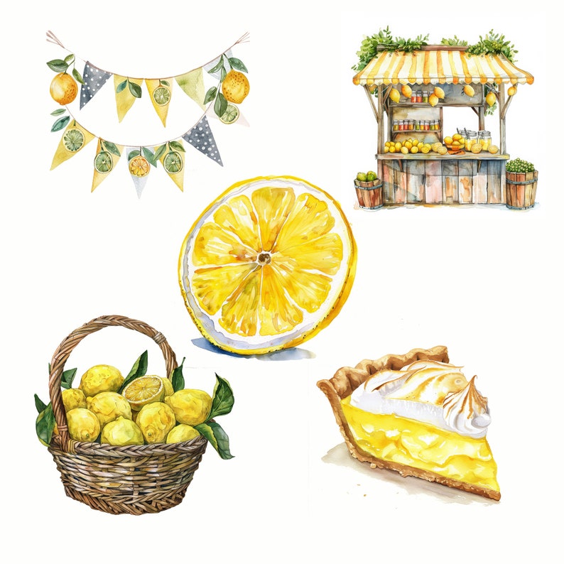 Watercolor Lemon Clipart - PNG - Instant Download - Commercial Use ...