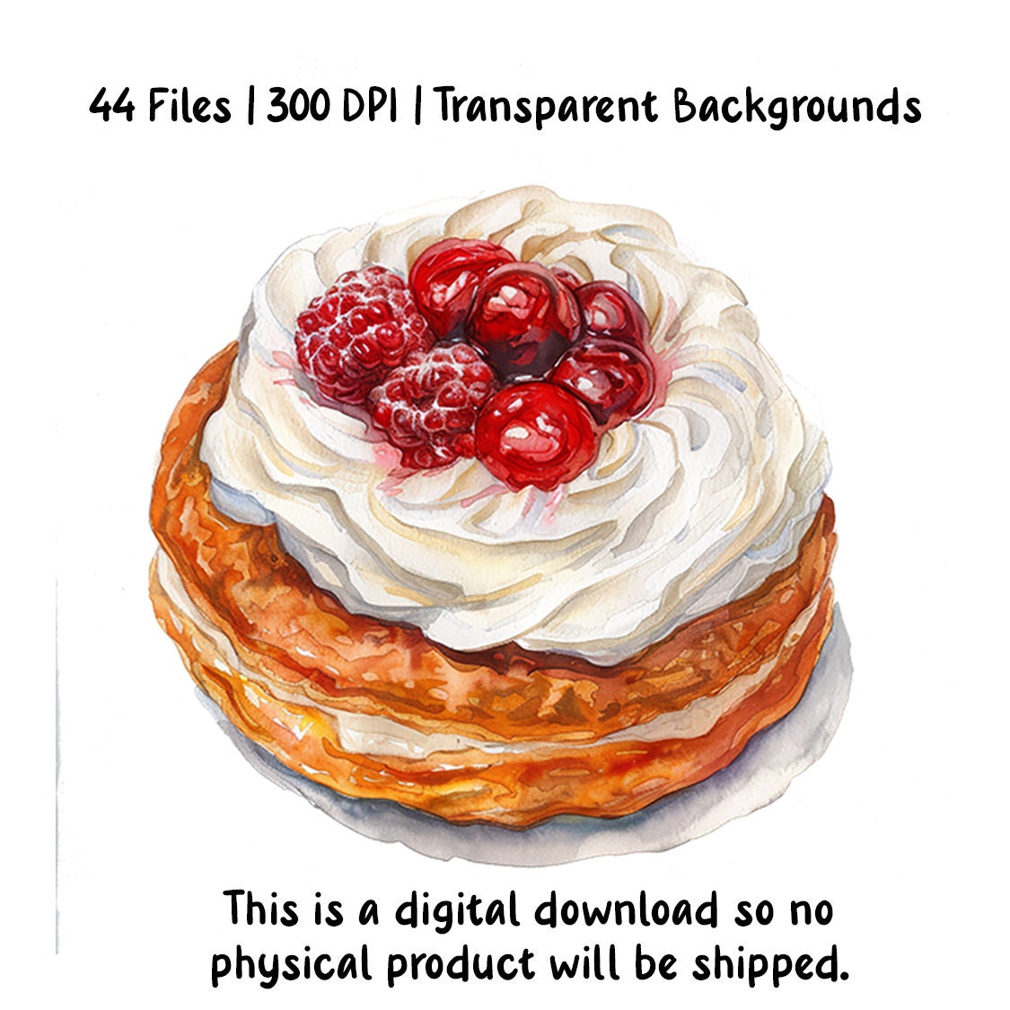 French Pastries Watercolor Clipart, Patisserie Clipart, Gourmet Pastry ...