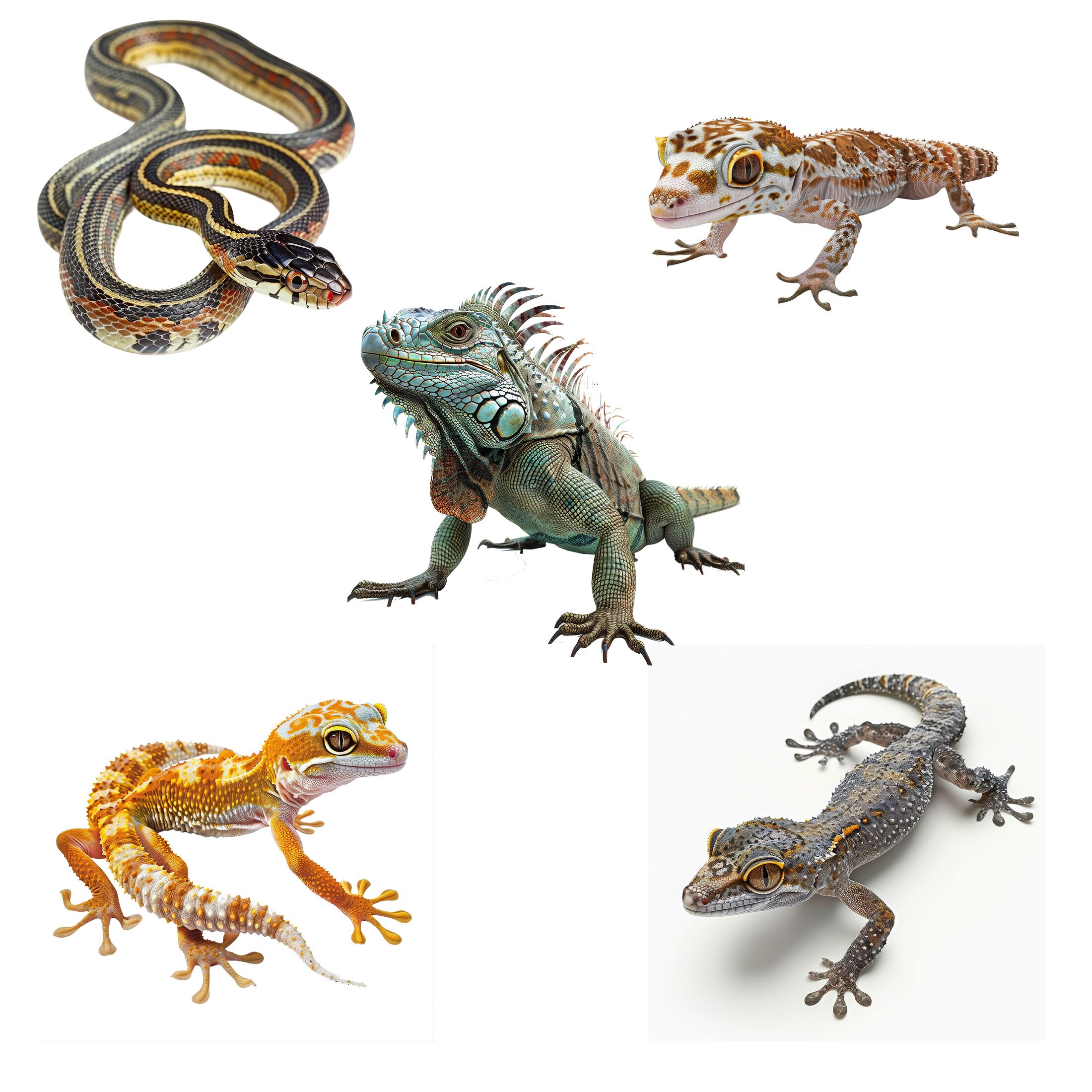 Reptiles Watercolor Clipart, Chameleon, Lizard, Snake, Turtle ...