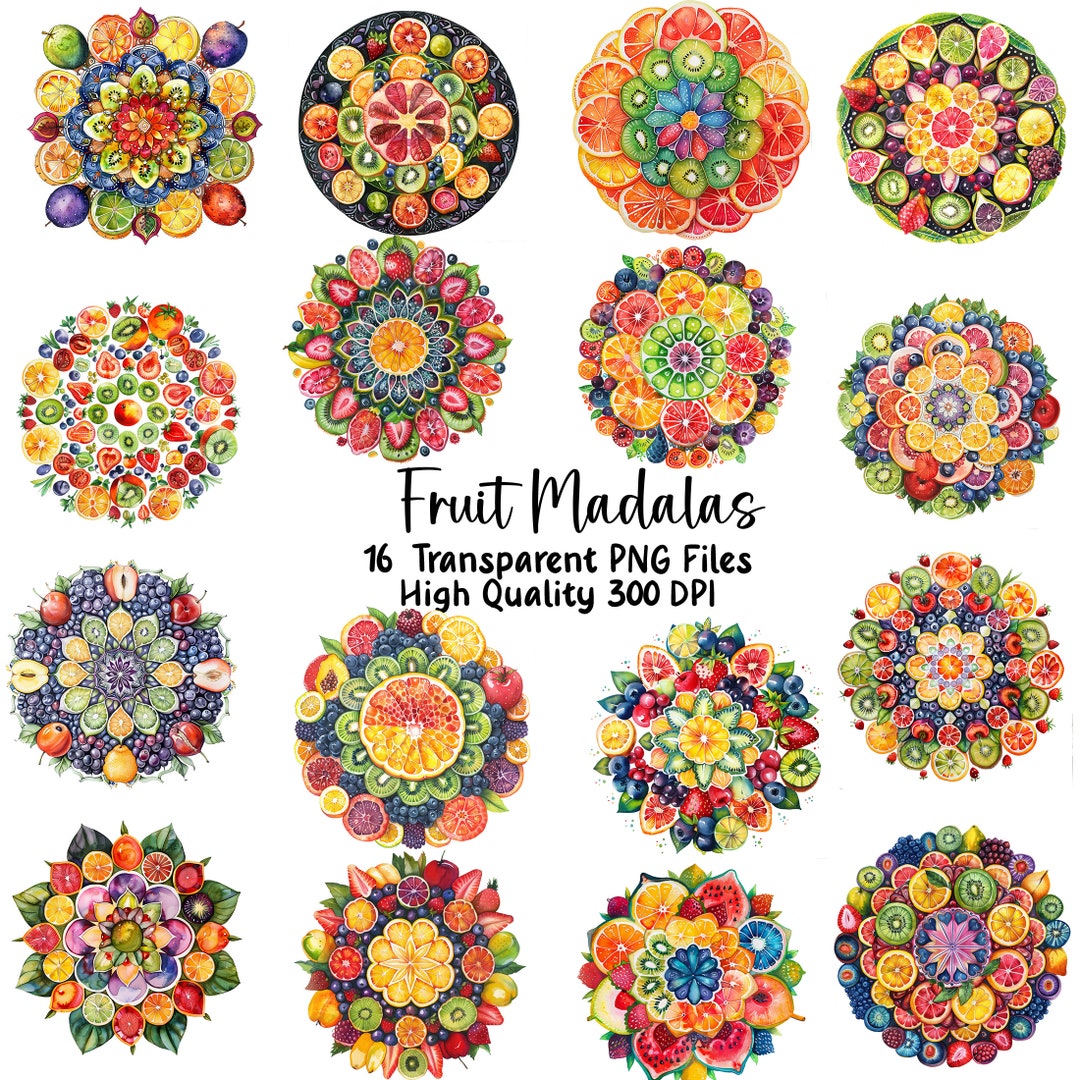Watercolor Fruit Mandala Clipart: PNG Images (digital Download) - Etsy