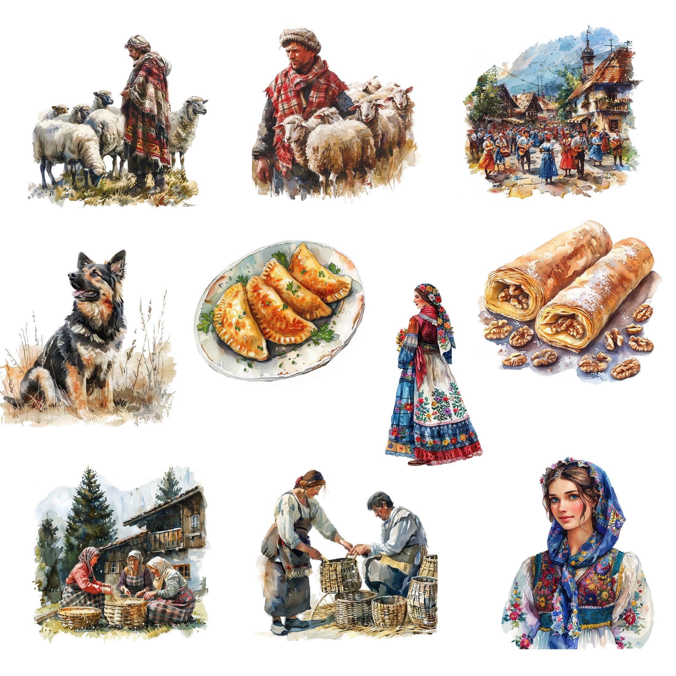 Slovakia Clipart Bundle | Watercolor Slovak Culture, Castles, Villages ...