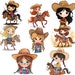Cowgirls and Cowboys Clipart Bundle, Cute Cowboys, Cute Cowgirls ...