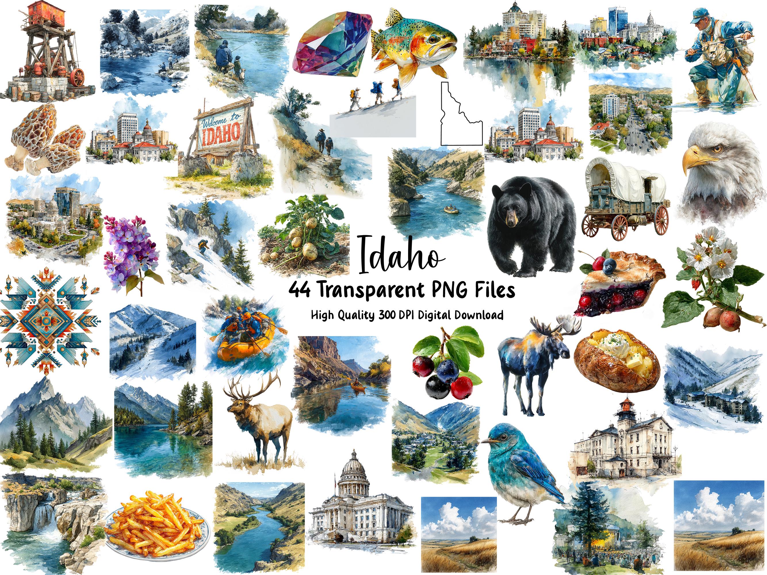 Idaho Clipart Bundle: State Landmarks, Wildlife, and Nature (digital ...