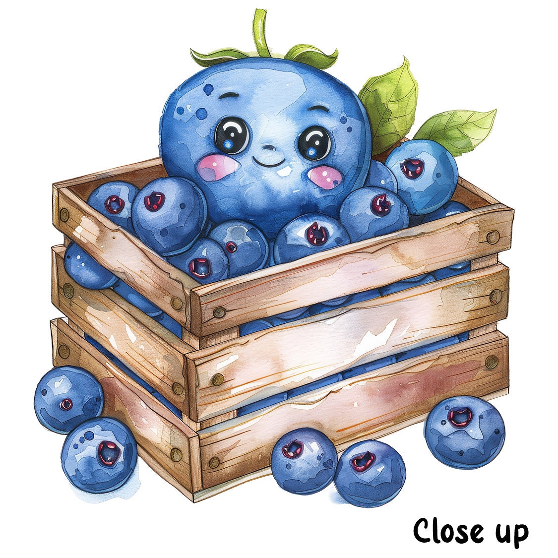 Kawaii Blueberry Clipart, Adorable Blueberries, Invitations, Journals ...
