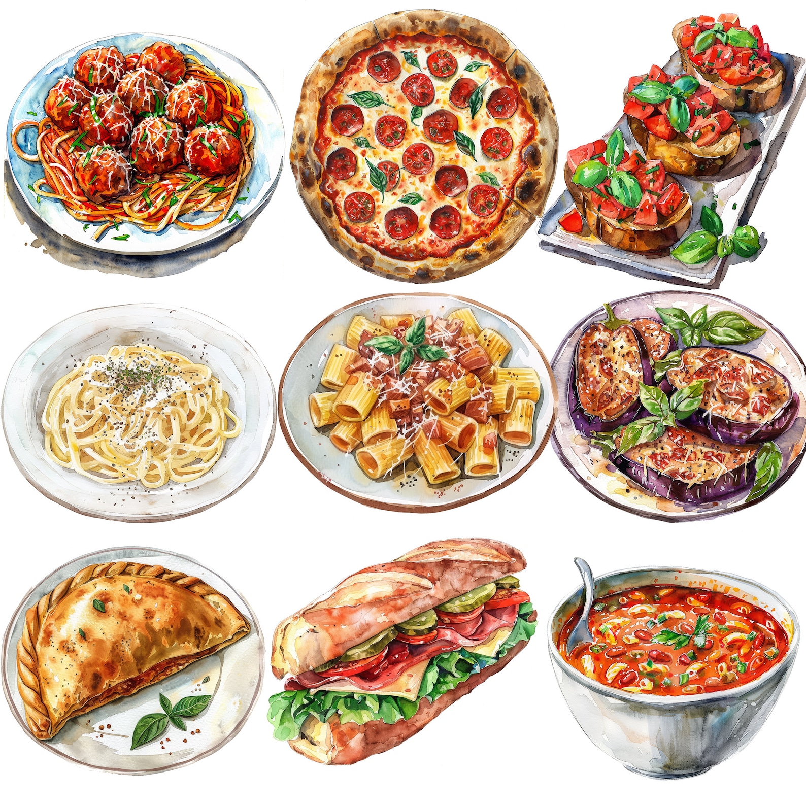 Charming Italian Cuisine Clipart - Pasta, Spaghetti, Ravioli for ...