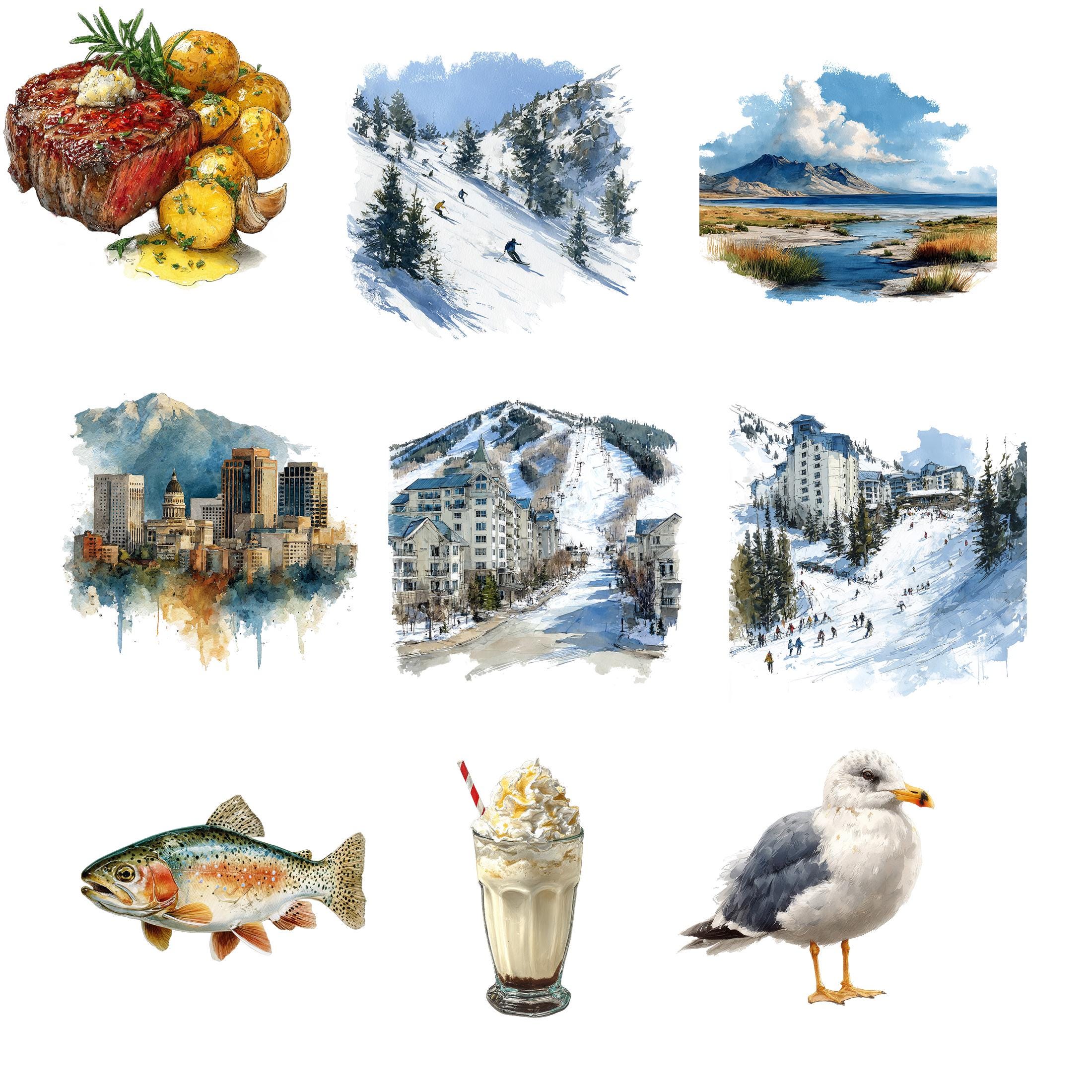 Utah Clipart Bundle: State Landmarks, Nature, Culture (PNG Digital ...