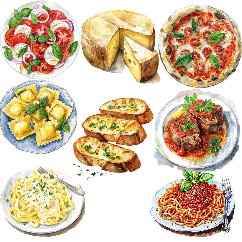 Charming Italian Cuisine Clipart - Pasta, Spaghetti, Ravioli for ...
