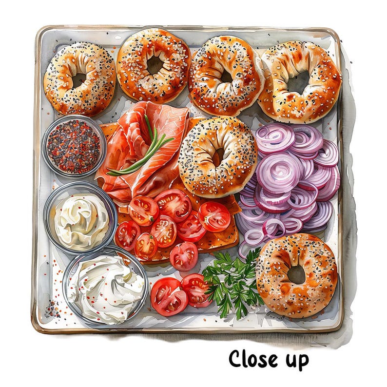 Watercolor Bagel Clipart, Bread Images, Junk Journals, Invitations ...