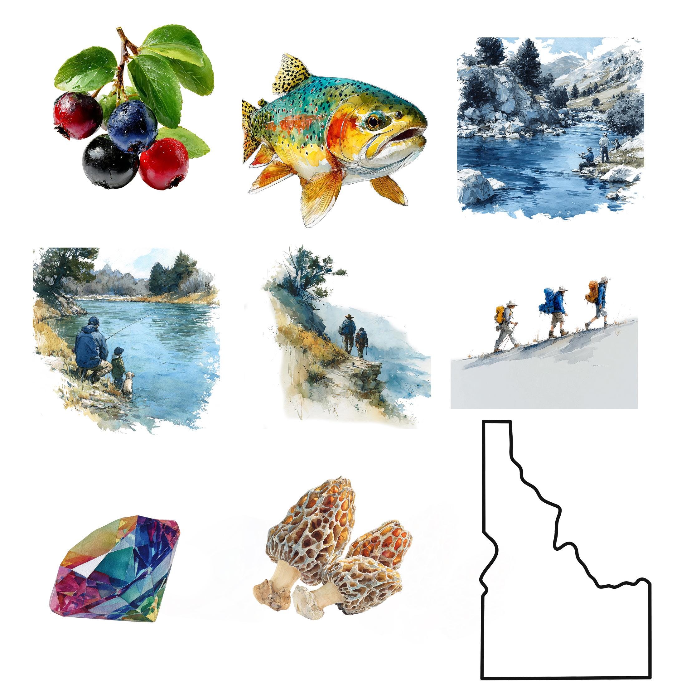 Idaho Clipart Bundle: State Landmarks, Wildlife, and Nature (digital ...