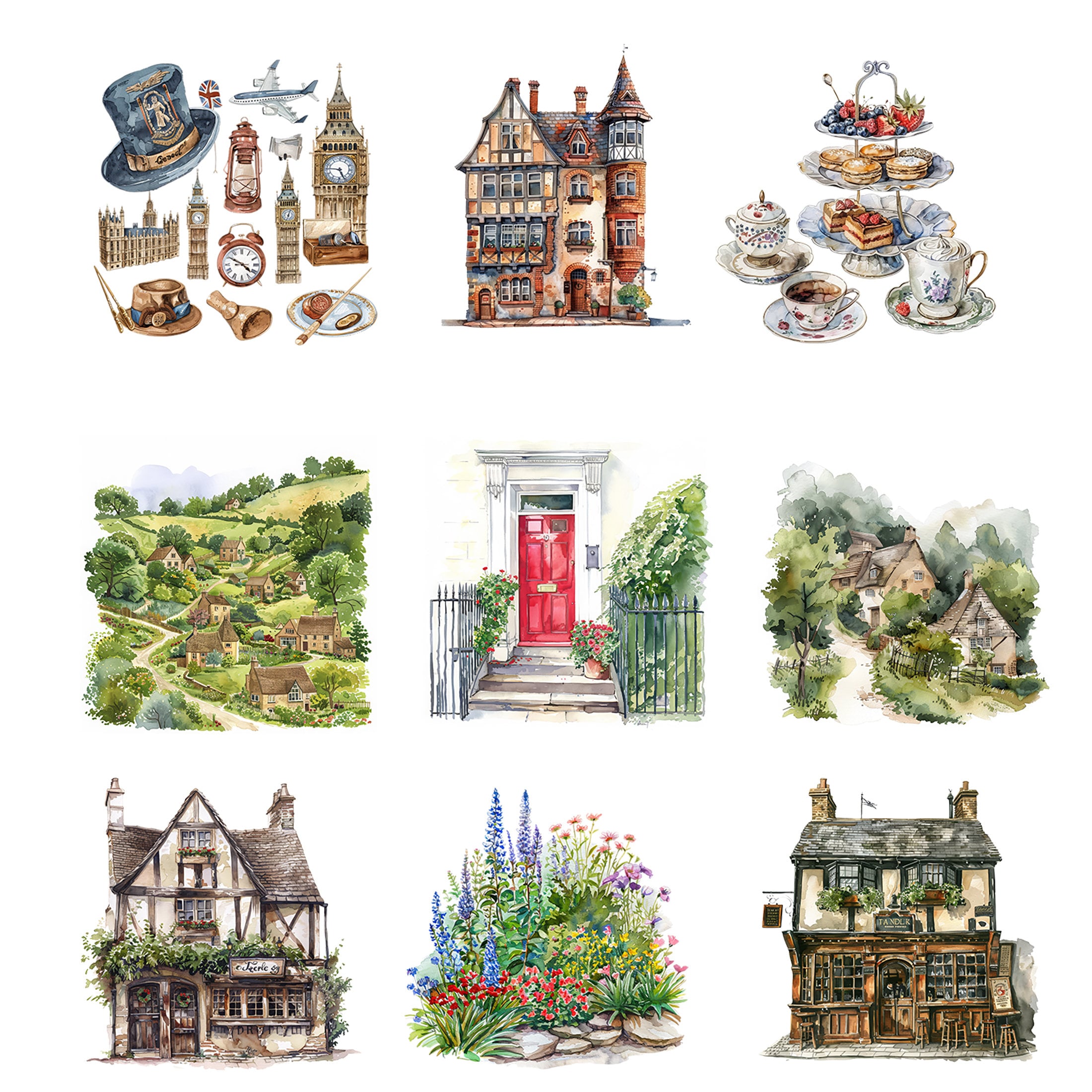 England Clipart Set - British Travel Graphics Pack, London Themed ...