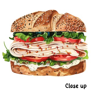 Watercolor Sandwich Clipart Bundle: Food Illustrations (digital ...