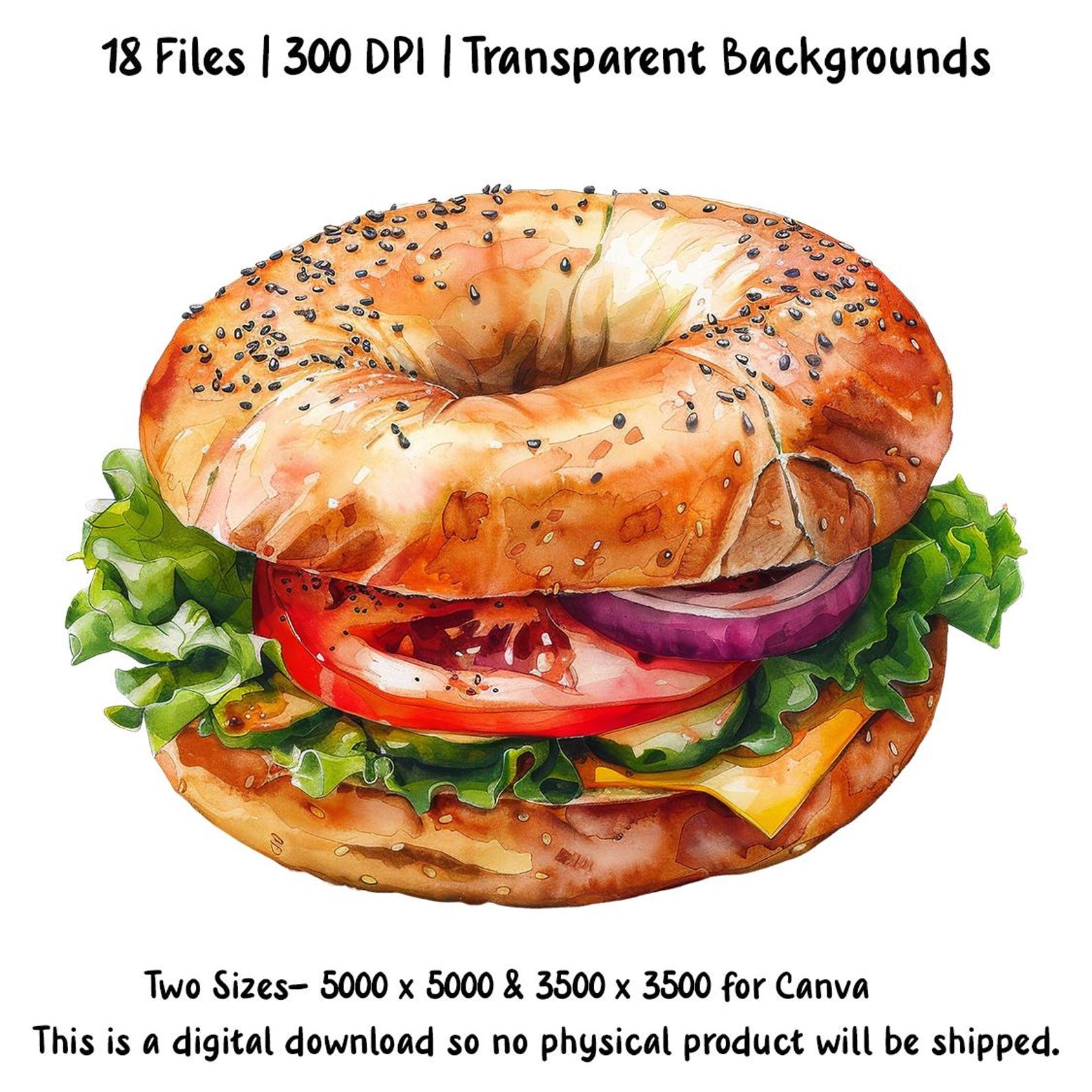 Watercolor Bagel Clipart, Bread Images, Junk Journals, Invitations ...