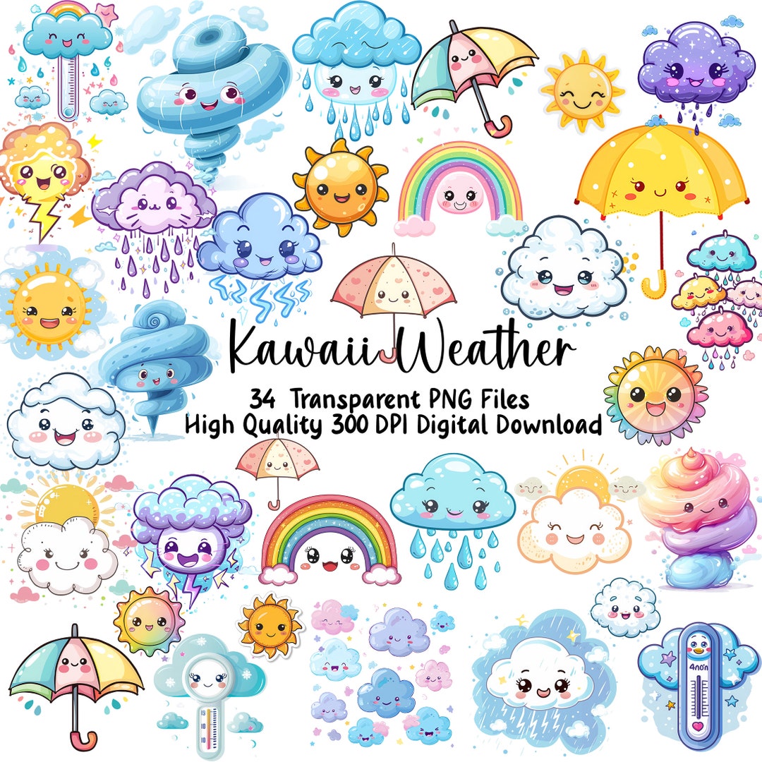 Kawaii Weather PNG Clipart, Transparent Background. Personal and ...