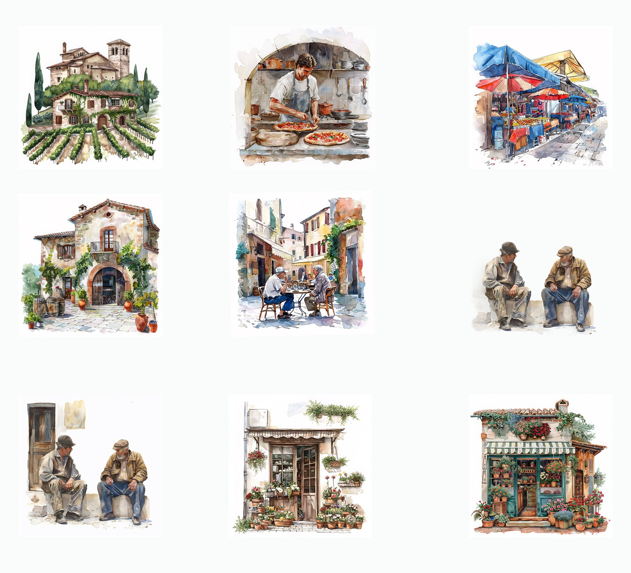 Beautiful Italy, Watercolor Summer Clipart, Travel, Italian Sceneries ...