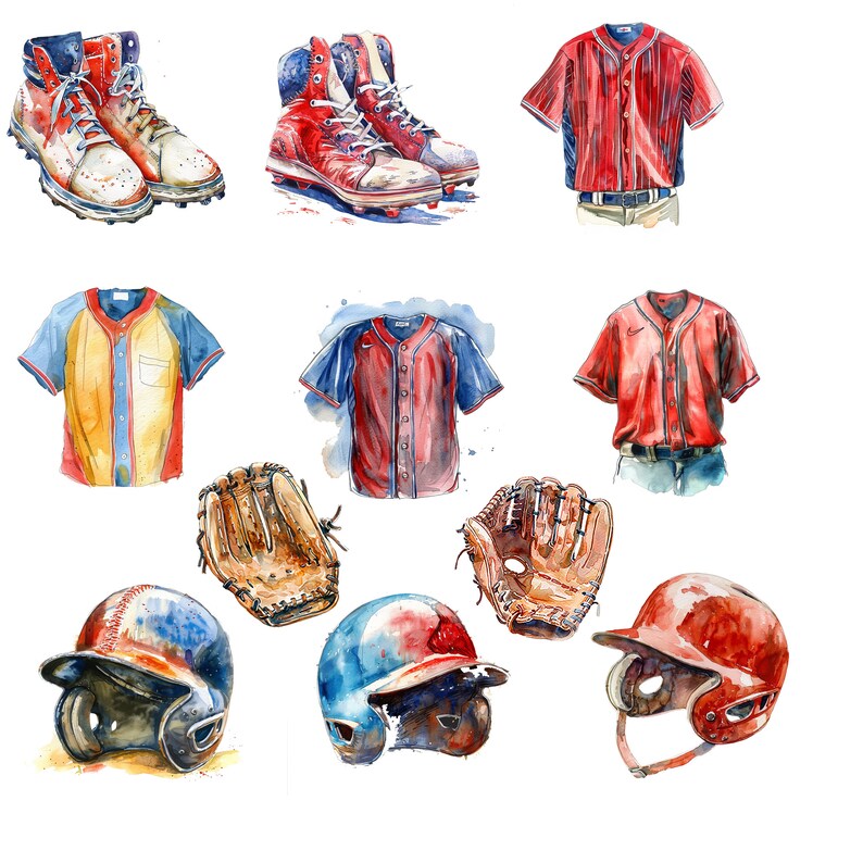 Baseball Clipart Bundle Watercolor Sport Clip Art, Game Day Stickers ...