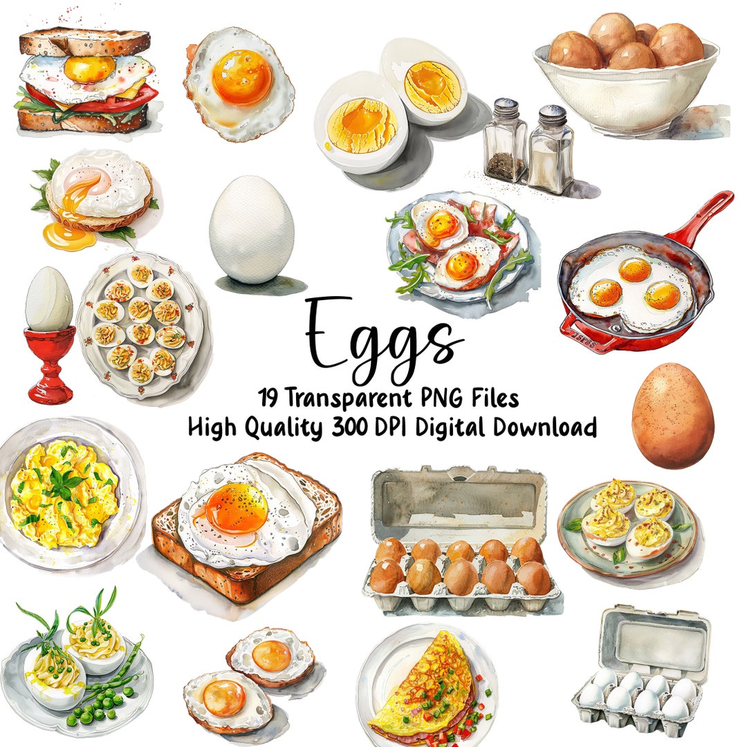 Watercolor Eggs Clipart, Breakfast Images, Menu Food, Journals ...