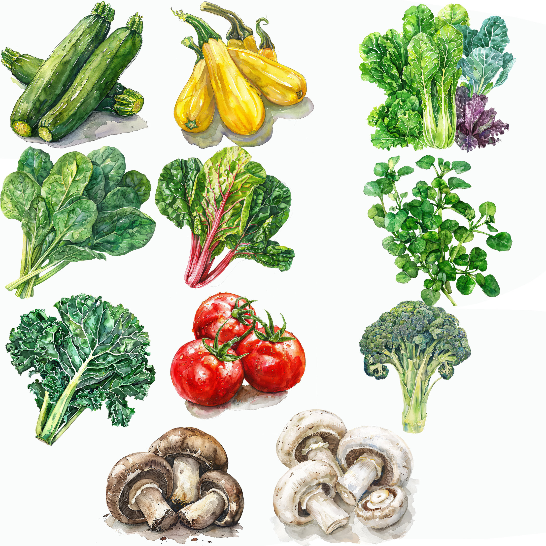 Watercolor Vegetable Clipart, Fresh Vegetable Images, PNG Files ...
