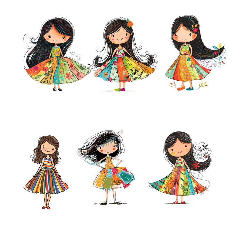 Whimsical Chibi Kids Clipart Set Boys and Girls Bundle, Instant ...