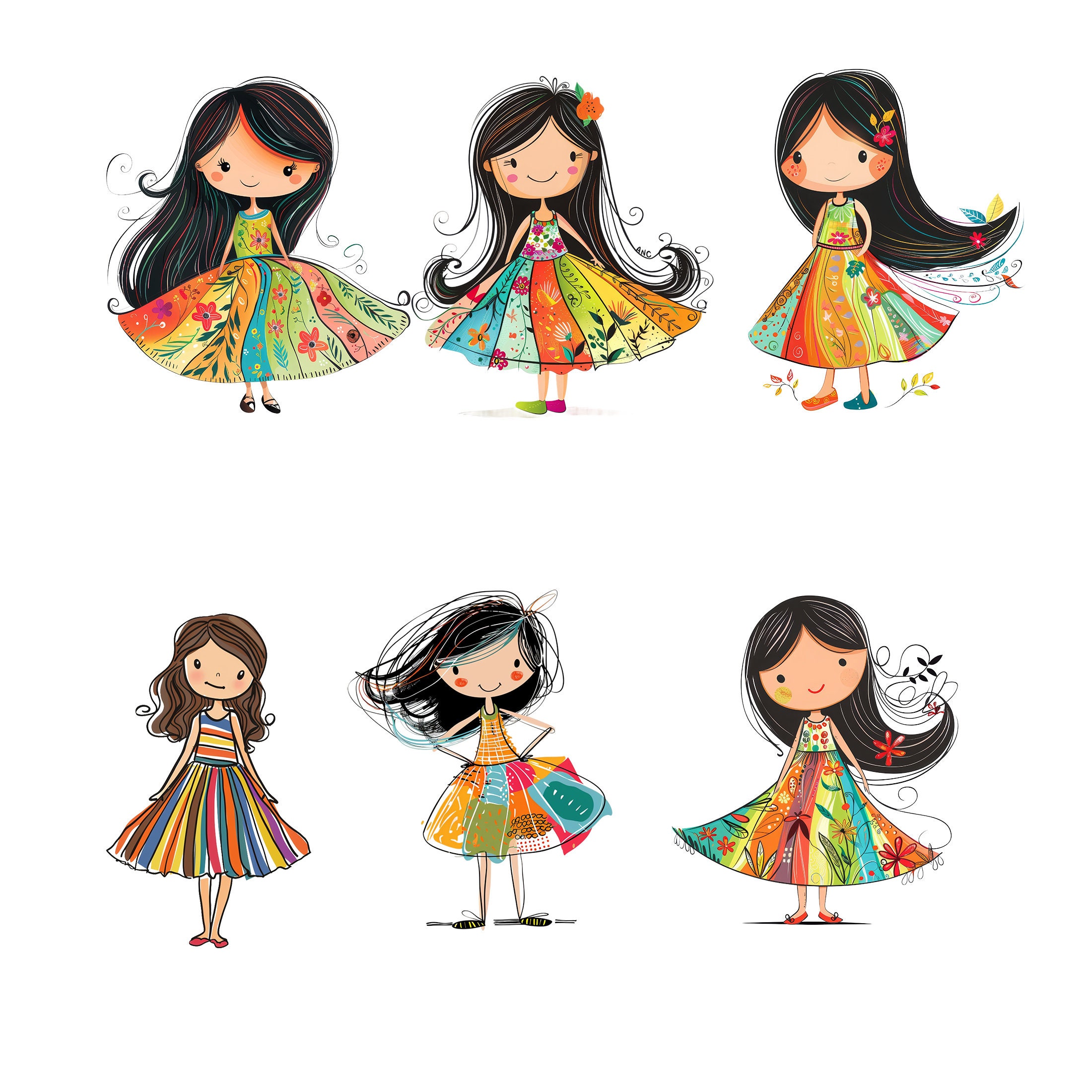 Whimsical Chibi Kids Clipart Set Boys and Girls Bundle, Instant ...