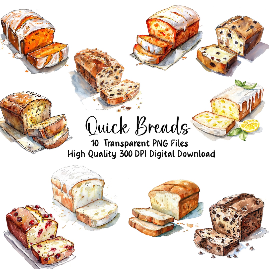 Quick Bread Clipart, Sweet Breads, Cake Breads, PNG Commercial Use - Etsy