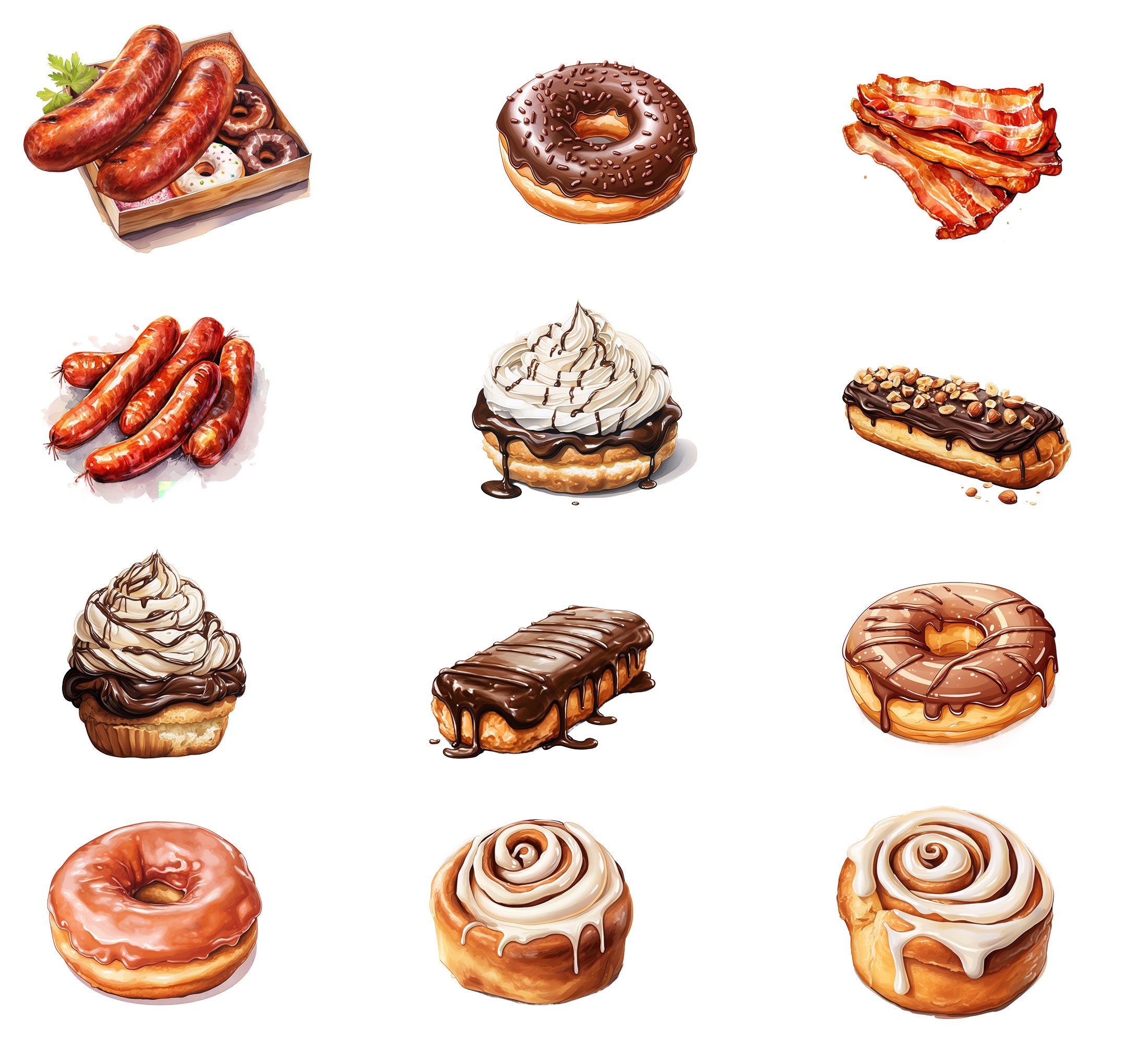 Watercolor Breakfast Clipart Set: Morning Food Graphics (digital ...