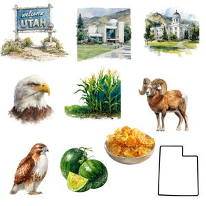 Utah Clipart Bundle: State Landmarks, Nature, Culture (PNG Digital ...
