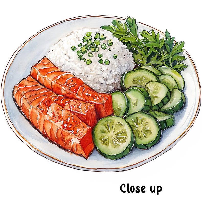 Watercolor Healthy Food Clipart: Fresh Cuisine PNG Files (digital ...